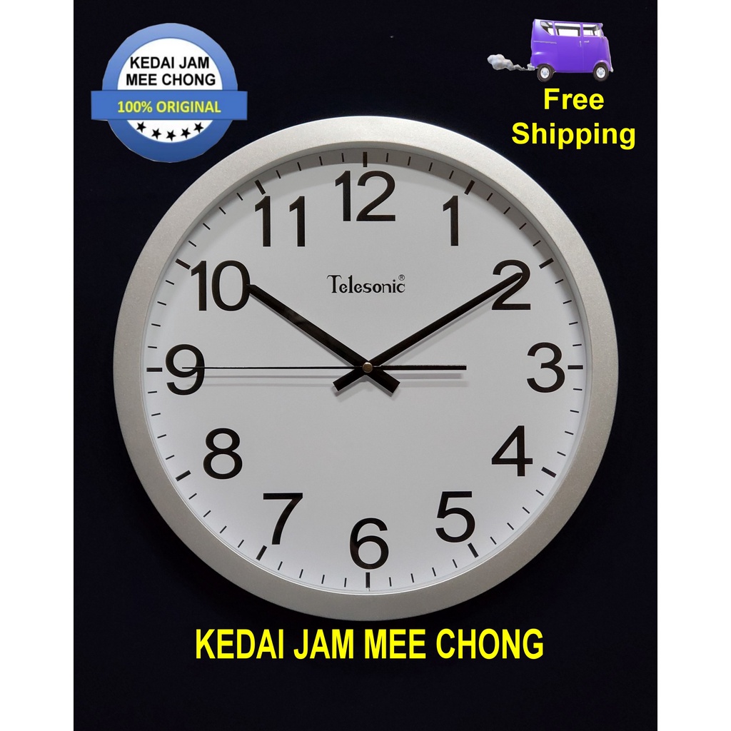 [Clock] 100% ORIGINAL Telesonic Q8622-2 Silver Case,Number Dial Wall ...