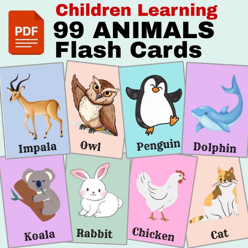 [PDF] Children Learning 99 Animals Flash Cards (English) Preschool ...