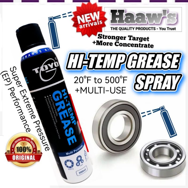 100% ORIGINAL HI-TEMP MULTI-USE GREASE SPRAY 300ML BEARING ANTI-RUST ...