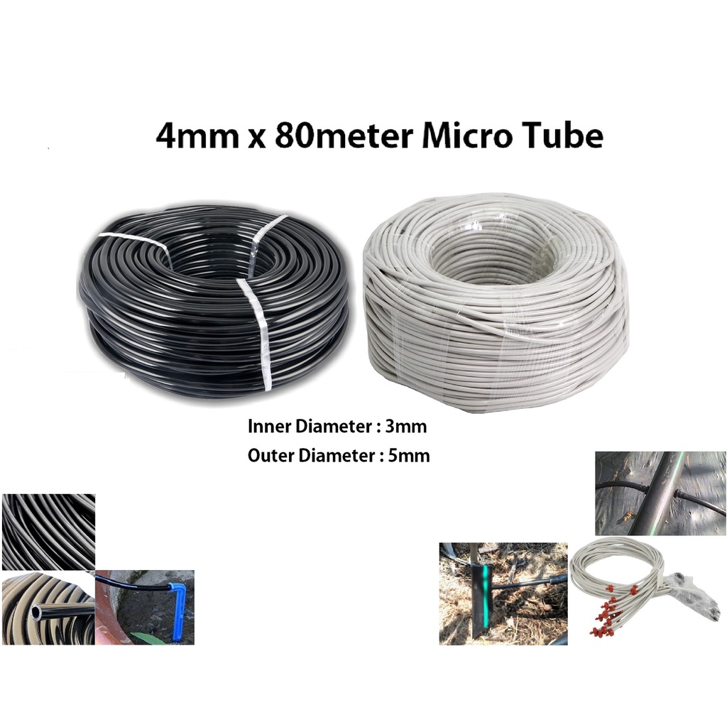 4mm Microtube/tubing Hitam Putih ( 3/5mm ) Micro Tubing / Drip ...
