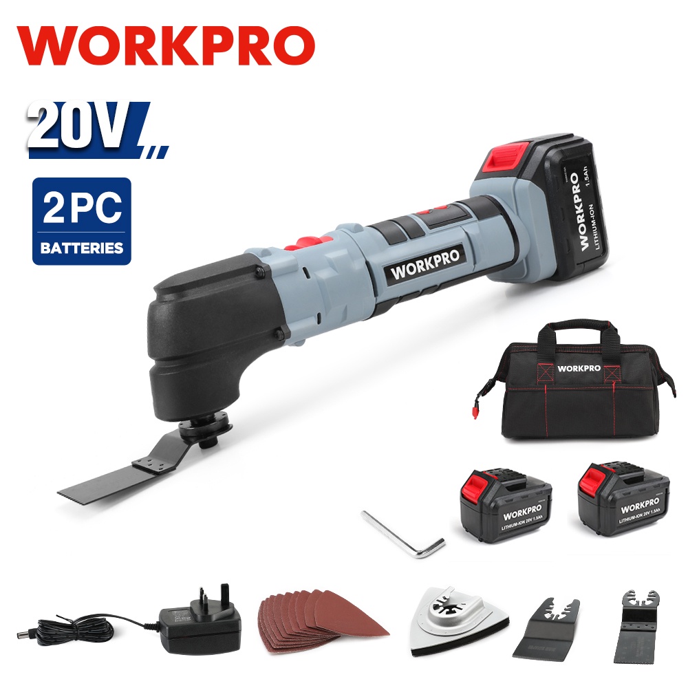 WORKPRO 20V Electric Renovator Trimmer Saw Oscillating Tool Set Multi ...
