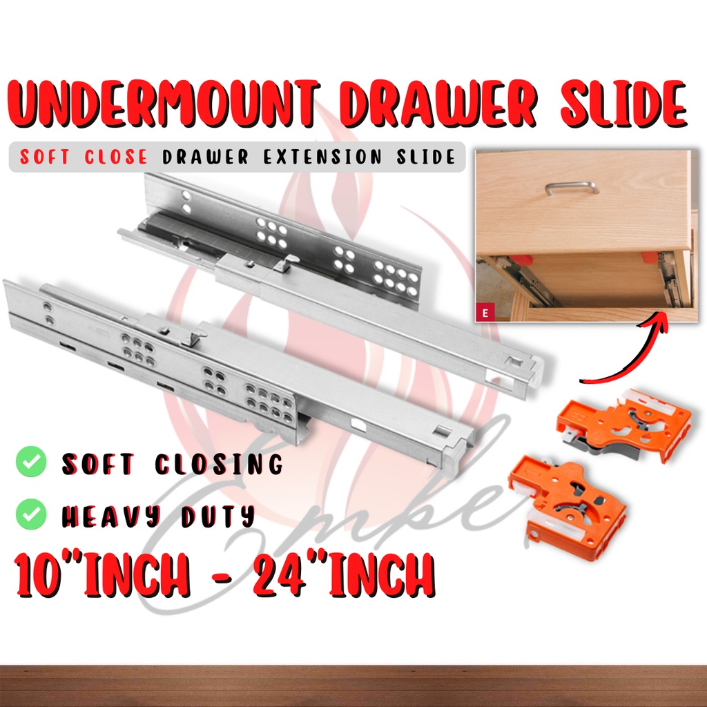 Drawer Slide Undermount Soft Closing Full Extension Heavy Duty Silence ...