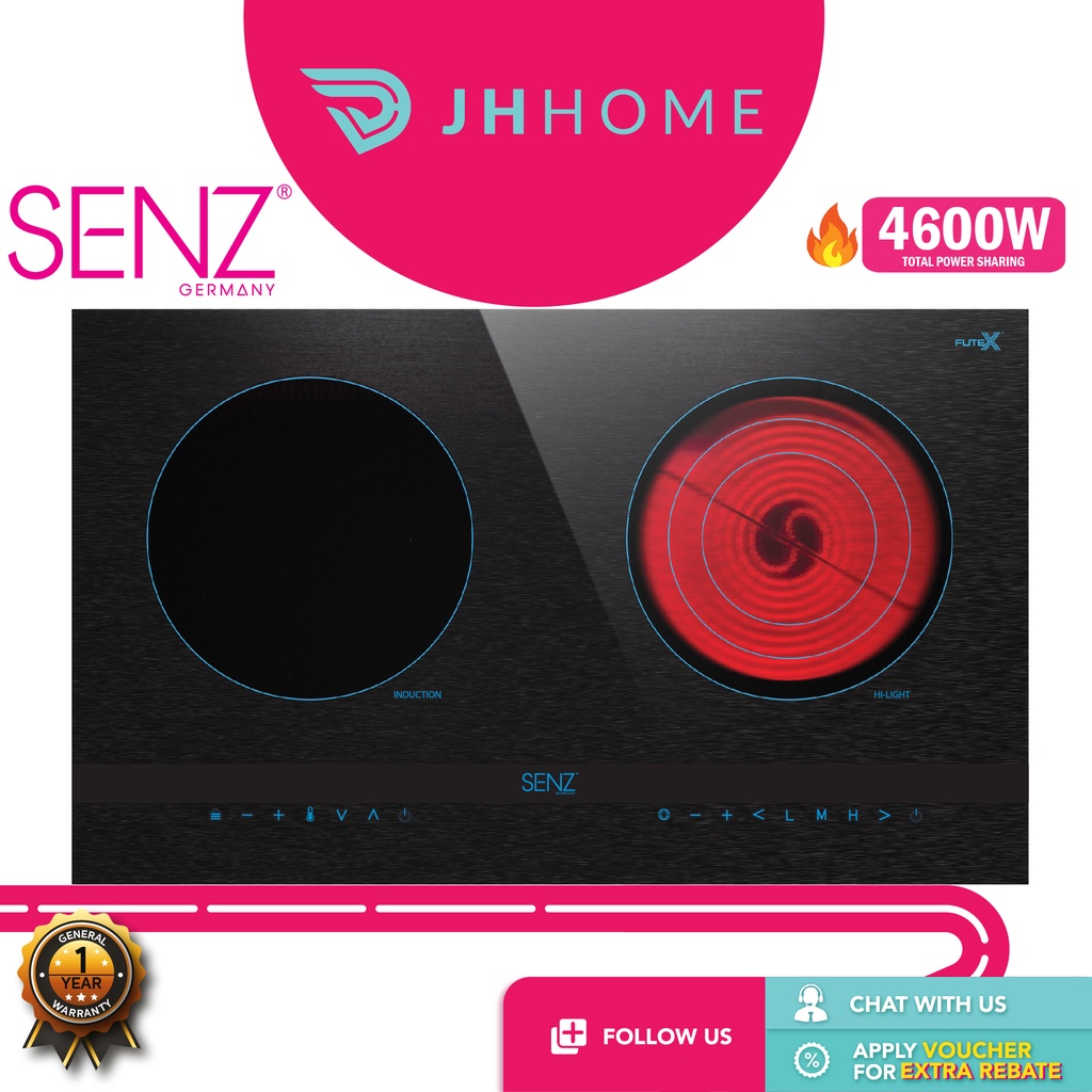 Senz 2 in 1 Tri-Ringz Induction Ceramic Smart Cooker with 13 Level Heat ...