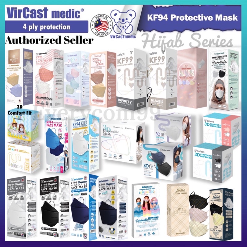 Vircast Medic Protective 4 Ply KF94 (20's)/3D Mask 3 Ply (30's ...