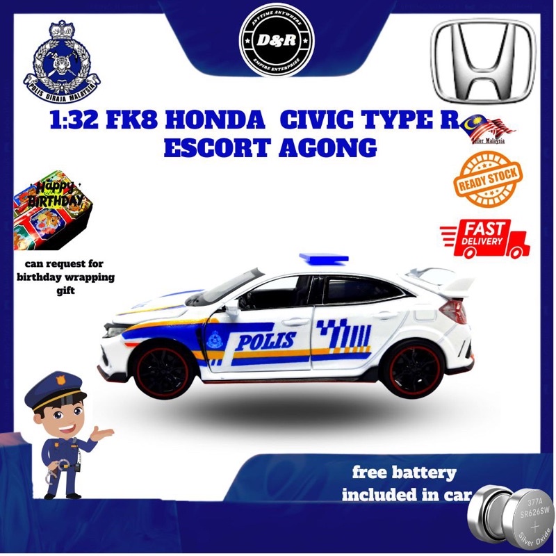 POLIS TYPE R : 1:32 Polis Civic Type R FK8 Escort Agong police car ...