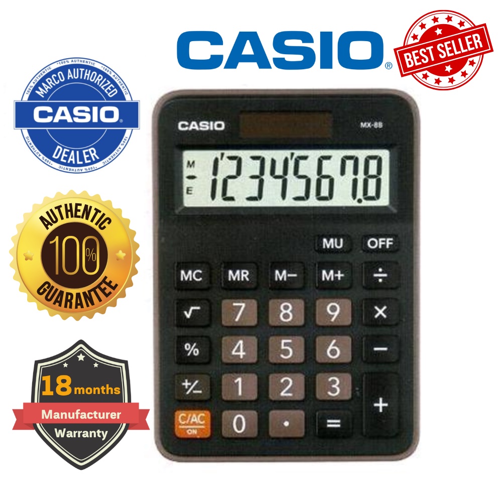 Genuine Casio MX-8B Value Series Mini Desk Type Calculator for Office ...