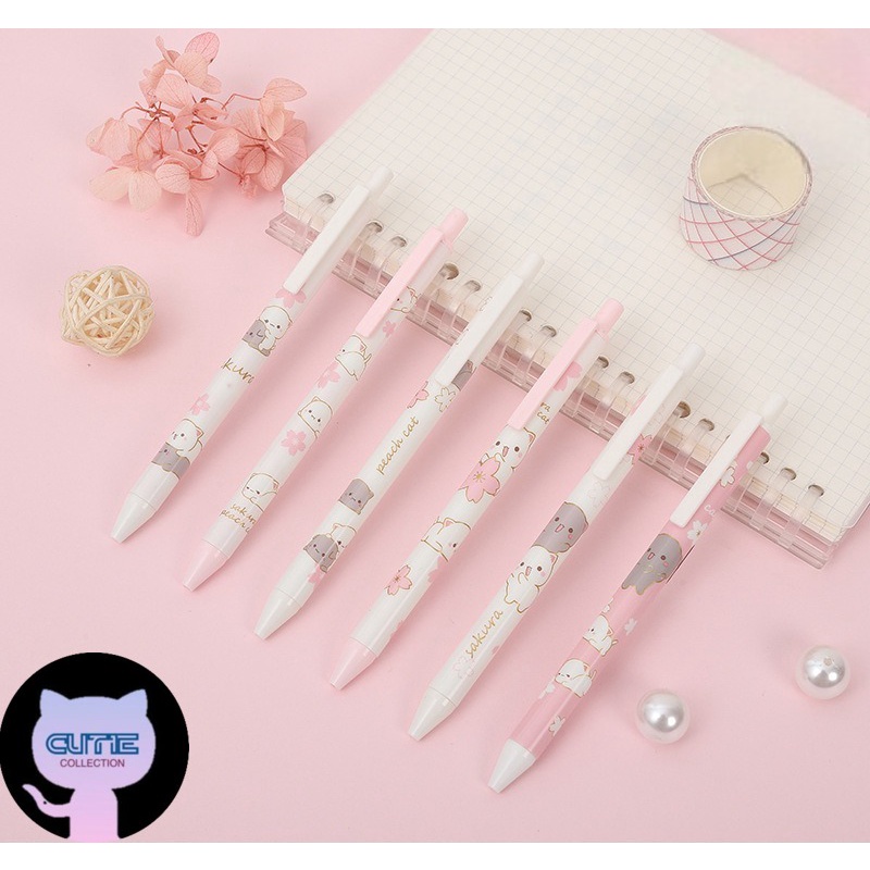 [Malaysia Ready Stock] Retractable Gel Pens Cutie Cherry Blossoms Mochi ...