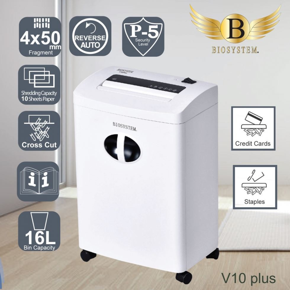 Personal Office Shredder BIOSYSTEM V10 Plus (Cross Cut) Mesin Perincih ...