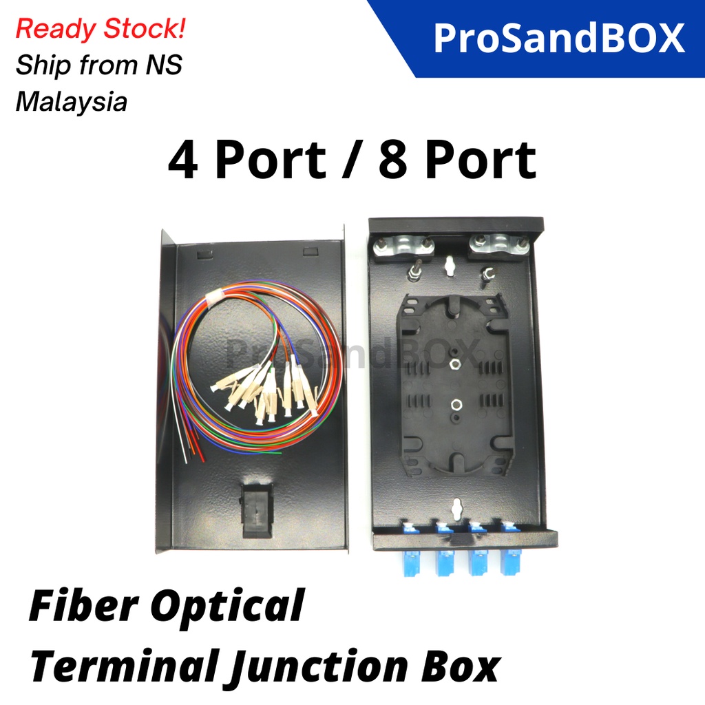 4/8 Port Fiber Optical Terminal Junction Box Patch Panel Rack Mount ...