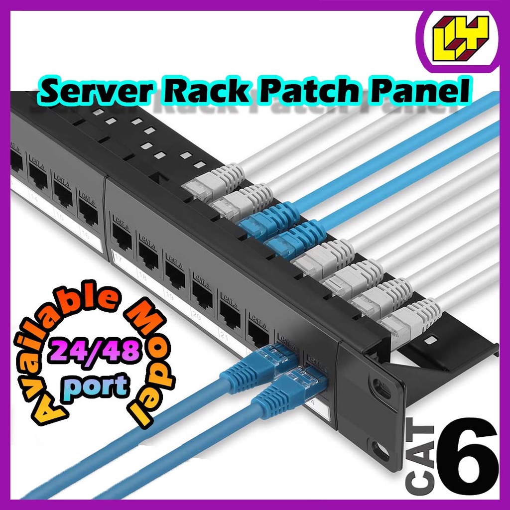 24 Ports 48 Ports Patch Panel 19" 1U Cat 6 RJ45 Rackmount Patch Panel ...