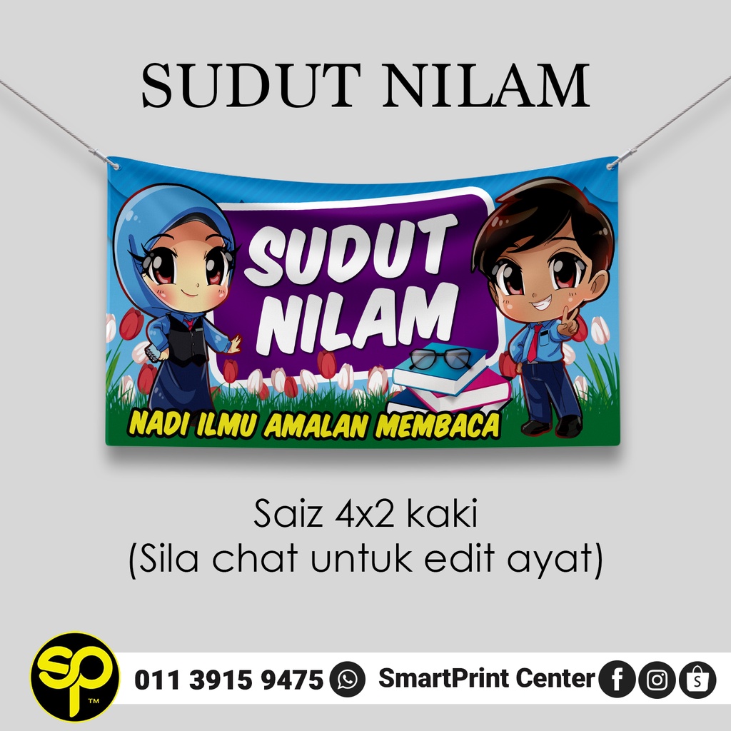 BANNER SUDUT NILAM (BOLEH EDIT AYAT / CUSTOM AYAT) | Shopee Malaysia
