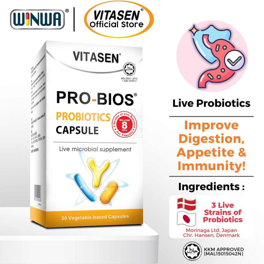 VITASEN PRO-BIOS Probiotics Capsule (30's) - Probiotik For Digestion ...