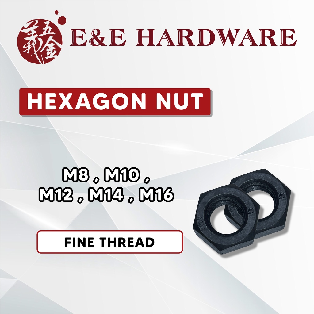 HEXAGON HEX NUT M8 ~ M16 FINE THREAD HEXAGON NUT (1PCS PACKAGE ...