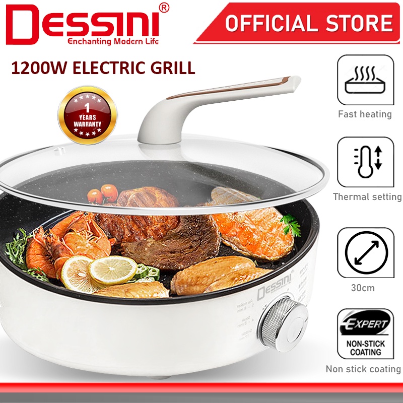 DESSINI ITALY Electric Cooker Steamboat Hot Pot Non Stick Frying Wok ...