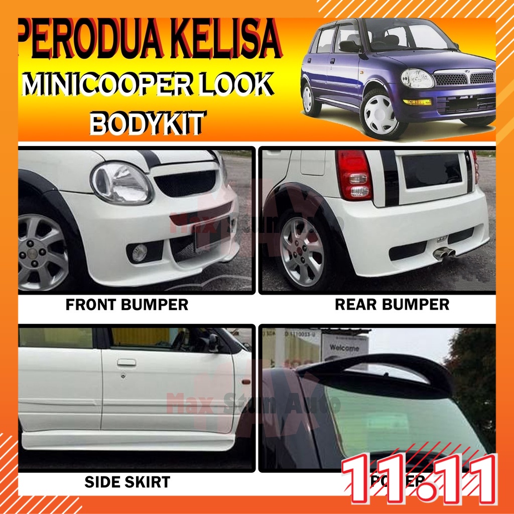 PERODUA KELISA MINI COOPER LOOK BUMPER SKIRT LIP BODYKIT (MINI) FIBER ...