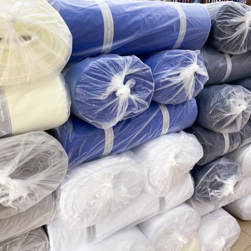 (ROLL)100% polyester lightweight interlock fabric / kain jersey (white ...