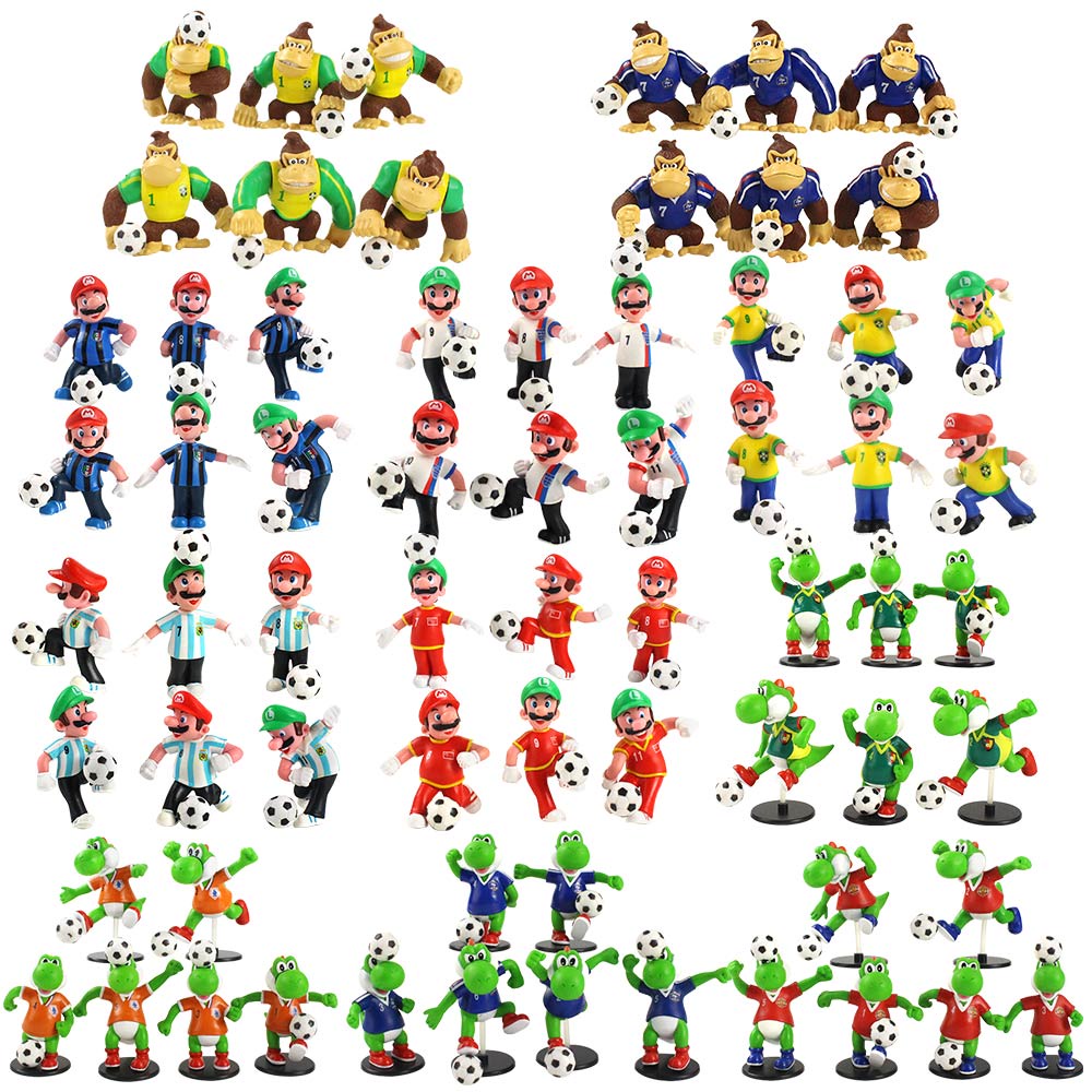 6Pcs/Set Anime Game Super Mario Bros. Luigi Mario Yoshi Bowser Koopa ...