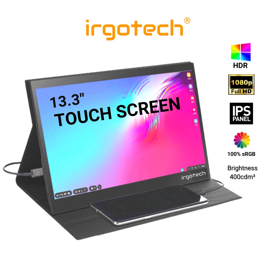 IRGOTECH Portable Monitor Touch Screen 13.3", Extended Screen Laptop ...