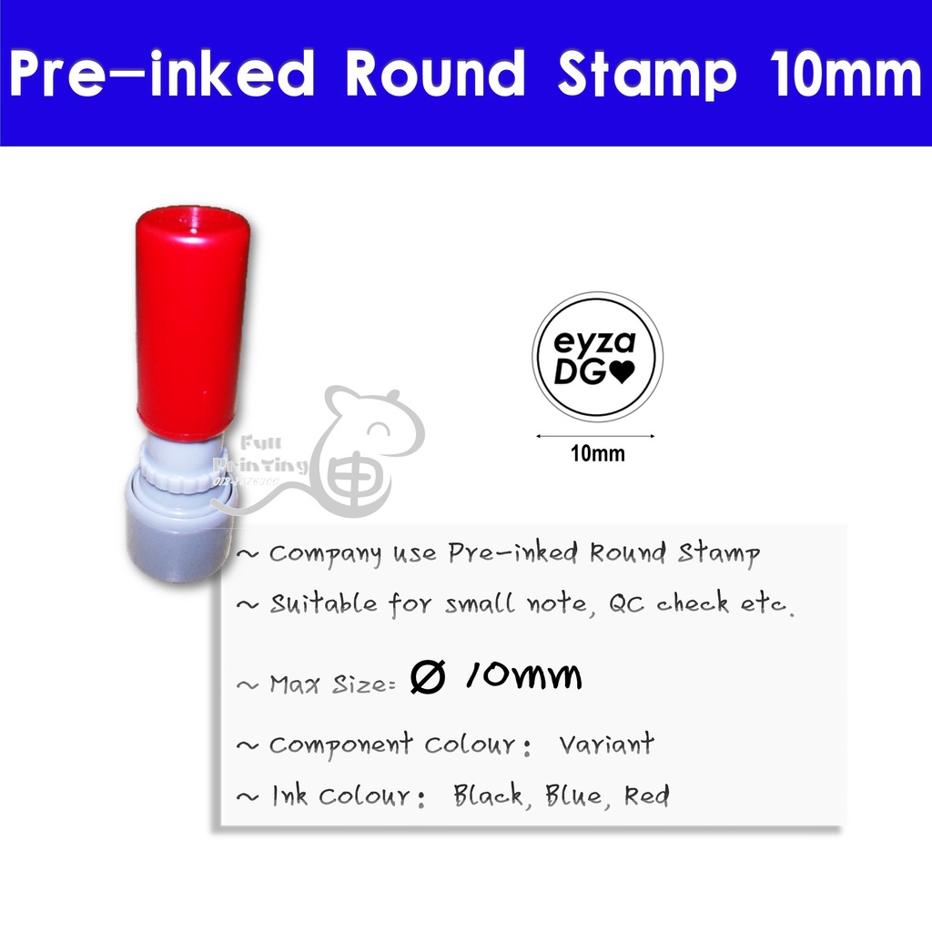 PRE-INKED ROUND STAMP RUBBER STAMP COMPANY STAMP SMALL SIZE | Shopee ...