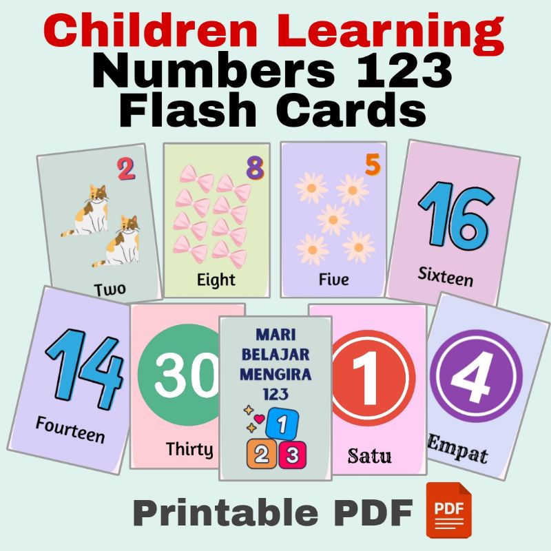 [PDF] Children Learning Numbers 123 Flash Cards (Malay, English ...