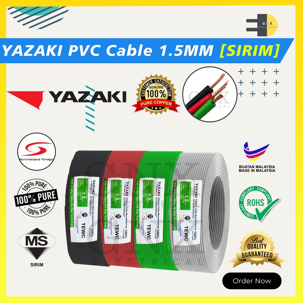[SIRIM]YAZAKI PVC Insulated Cable 1.5mm/Auto Control Cable/Kabel Wayar ...