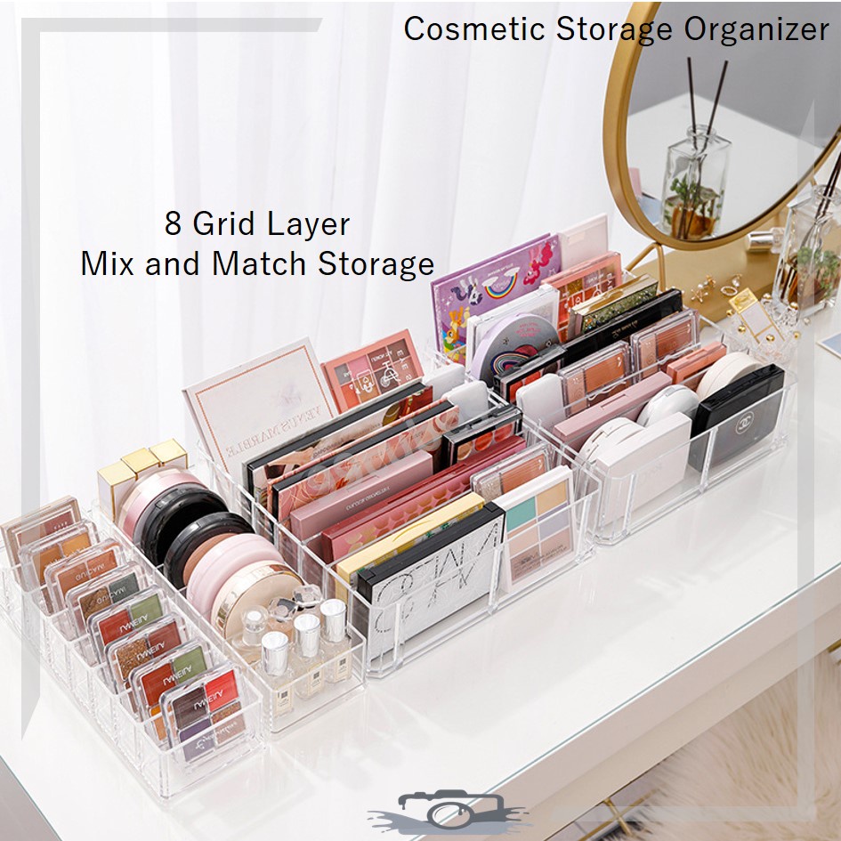 Ins Multi Transparent Make Up Storage Box Organizer Cosmetic Lipstick Eye Shadow Blush Tray Rack ...