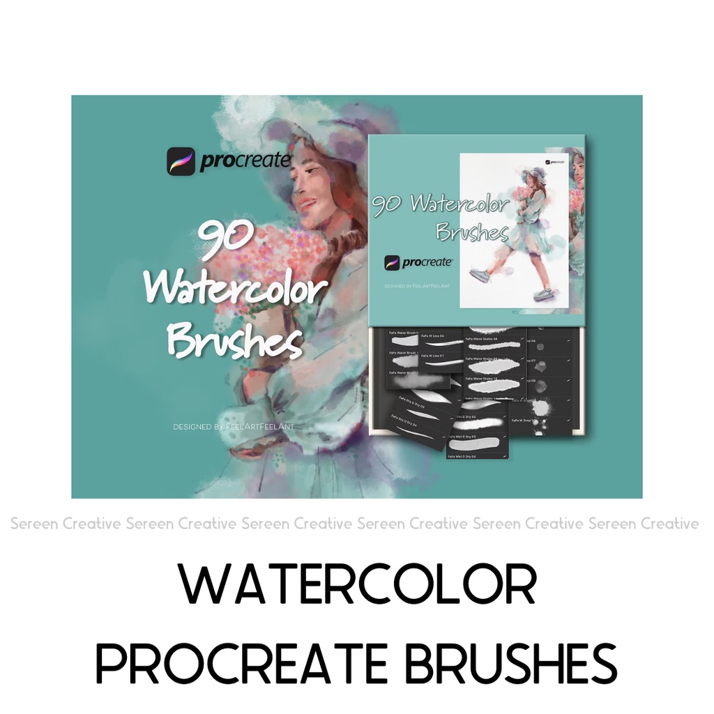 P104 Watercolor Brushes for Procreate (Wet brushes, dry brushes, water ...