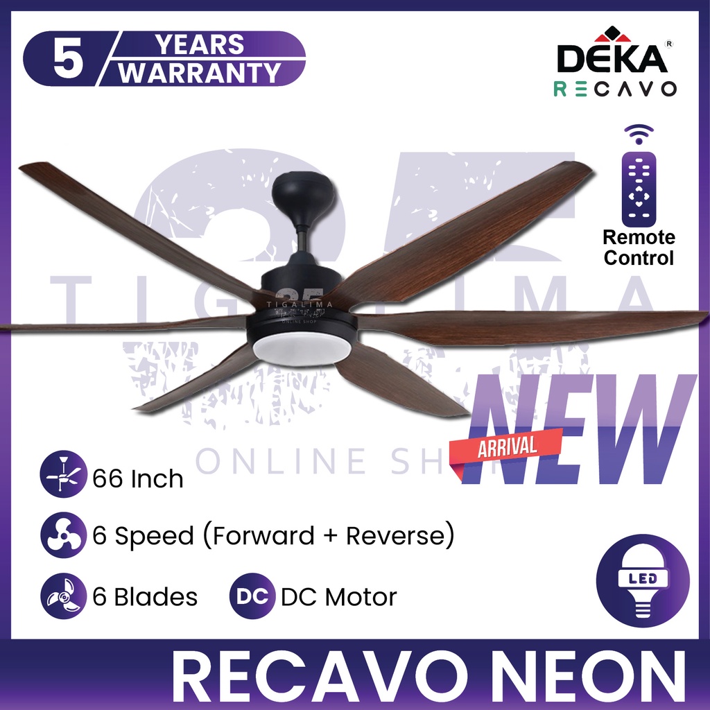 DEKA RECAVO Ceiling Fan RECAVO NEON 66 Inch 6 Blades 6 Speed DC Motor ...
