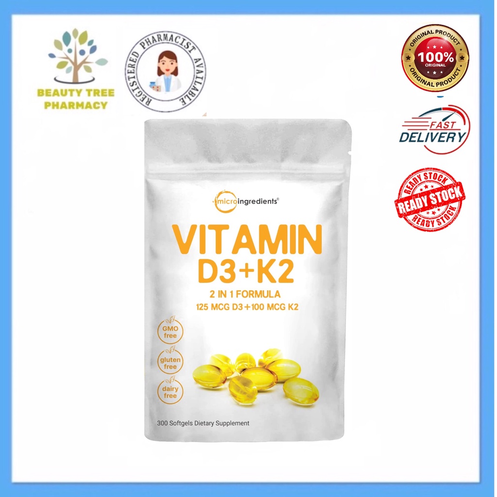 Micro Ingredients Vitamin D3 5000IU Plus K2 Immune Vitamin Complex with ...