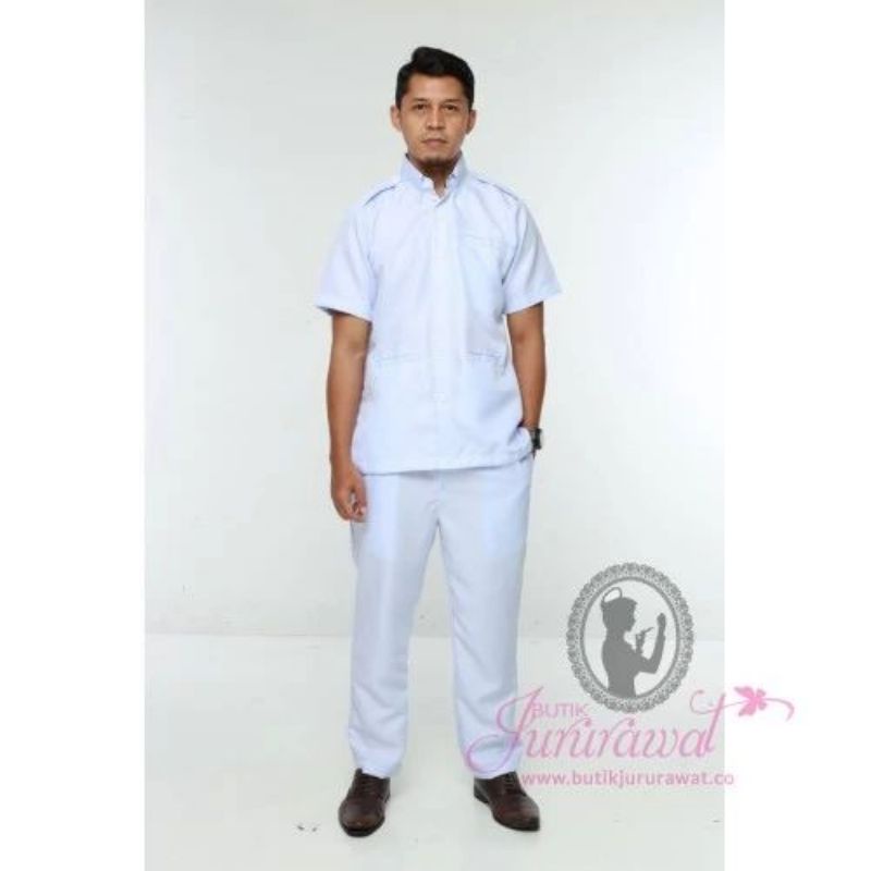 UNIFORM MALE PEMBANTU PERAWATAN KESIHATAN UNIFORM WITH EPAULETTES/ BAJU ...