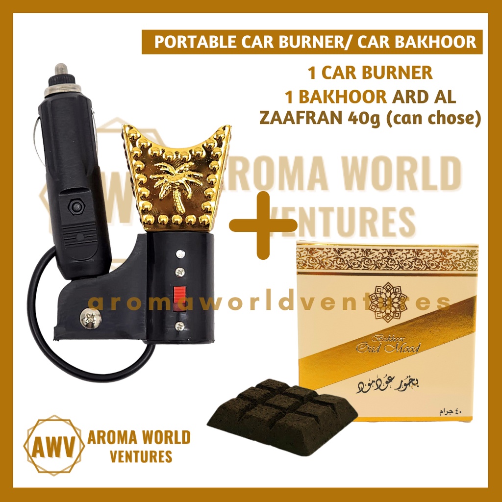 Car Burner Set ZXY GOLD with Bakhoor ARD AL ZAAFRAN 40g / Incense ...