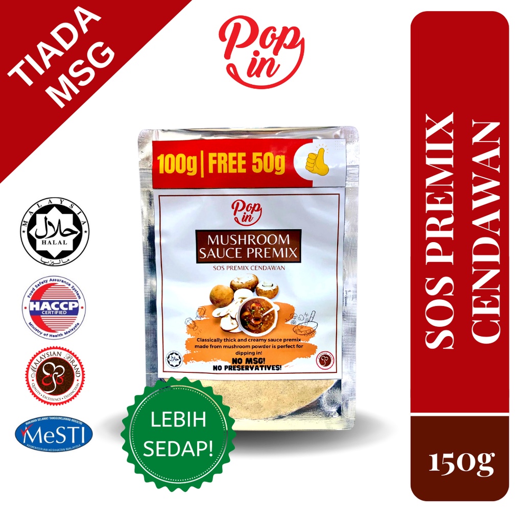 Pop-In Mushroom Sauce Premix Real Premium Seasoning No MSG Halal (150g ...