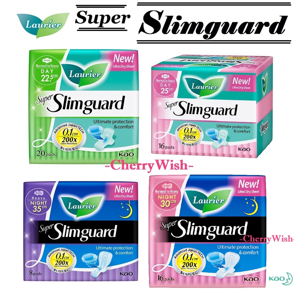 LAURIER Super Slimguard Sanitary Pad Normal to Heavy DAY 22.5cm 25cm ...