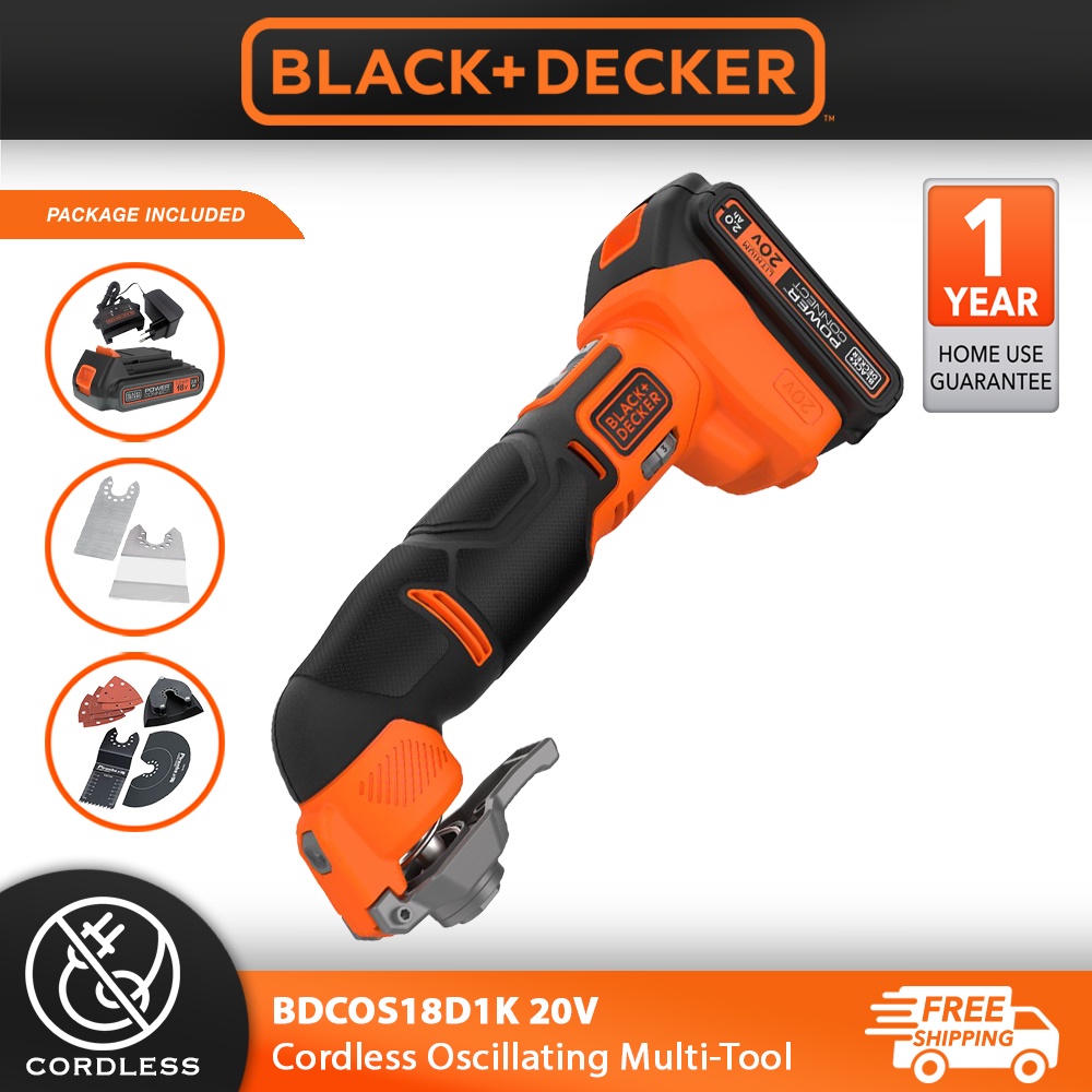 BLACK+DECKER 18V Cordless Oscillating Multi Tool with 20 Accessories ...