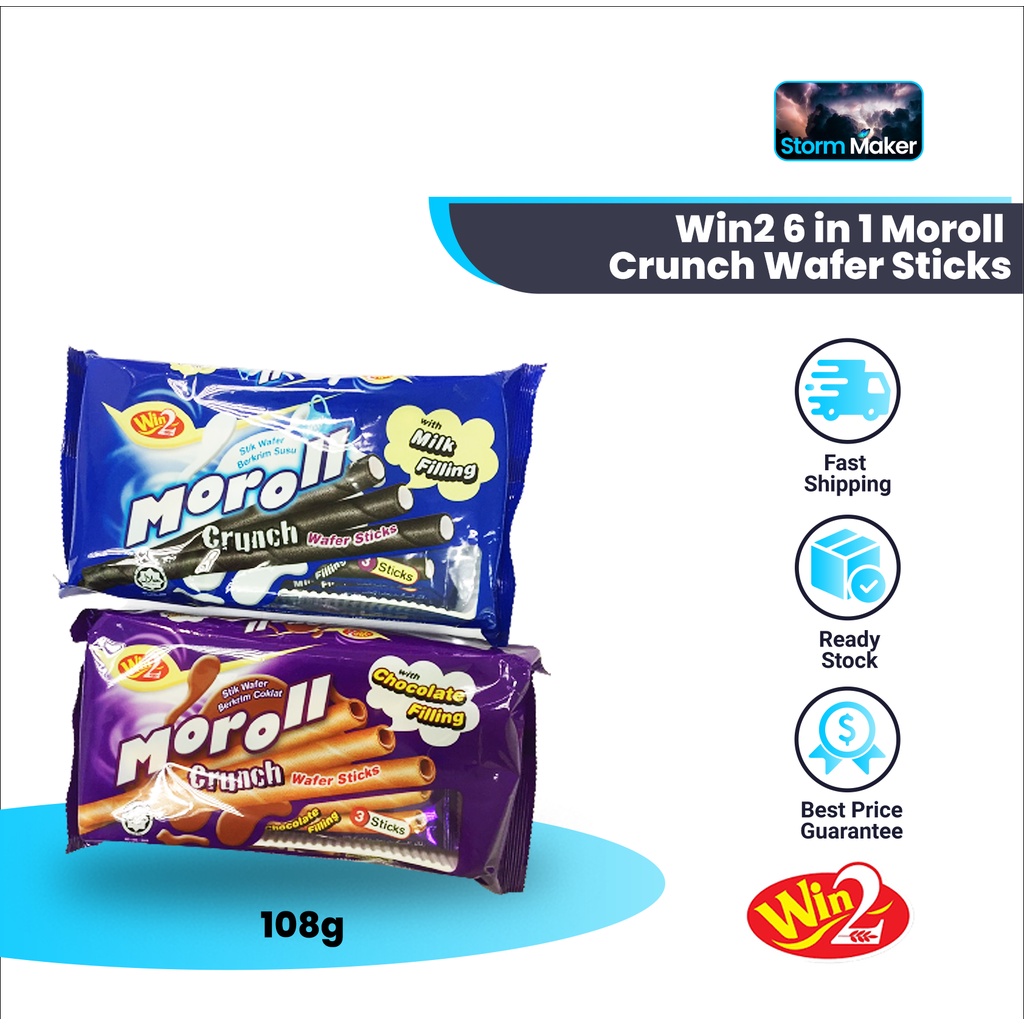 Win2 6In 1 Moroll Crunch Wafer Sticks (108G) Biskut Childhood Snack ...