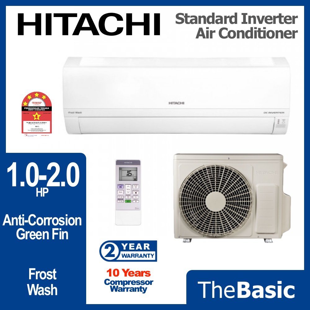 Hitachi 1.0HP/1.5HP/2.0HP AirCond R32 Standard Inverter Series Air Conditioner (RAS-XH10CKM ...