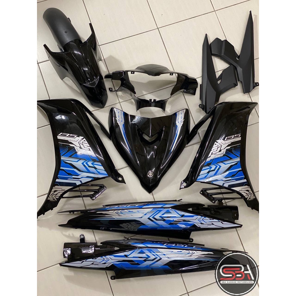 YAMAHA LC LC135 V2 V3 V6 V7 HITAM KILAT FULL STRIPE HITAM BIRU ROBOT 9 ...