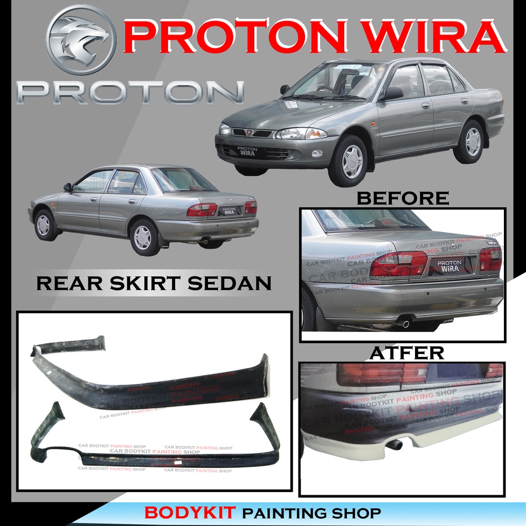 PPOTON WIRA SALOON/SEDAN EVO 4 STYLE REAR SKIRT SKIRT BELAKANG-MATERAIL ...