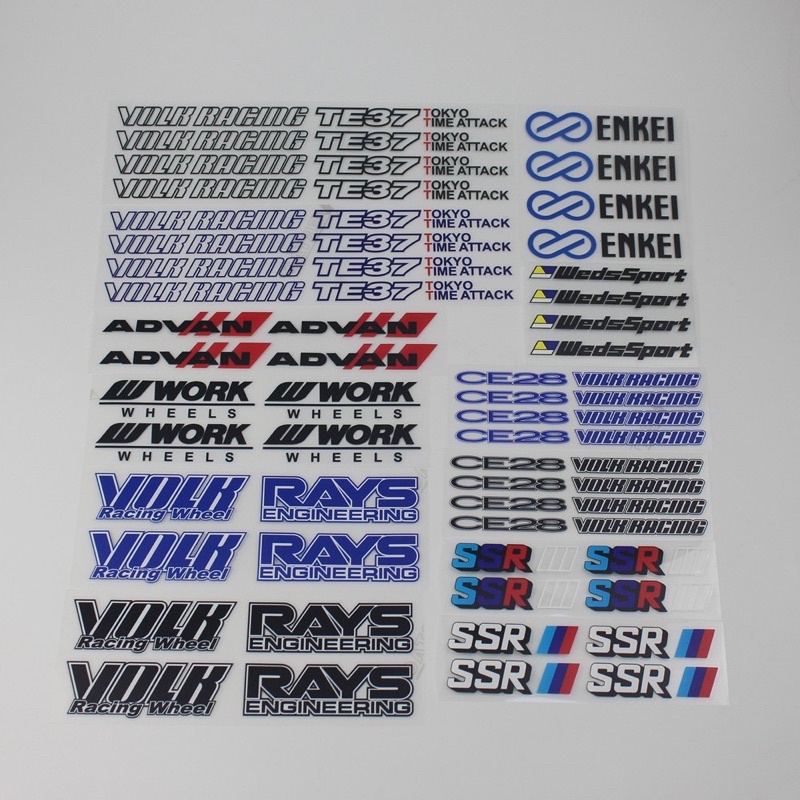 car sport rim sticker RAYS VOLK TE37 CE28 RACING WORK ADVAN ENKEI SSR ...