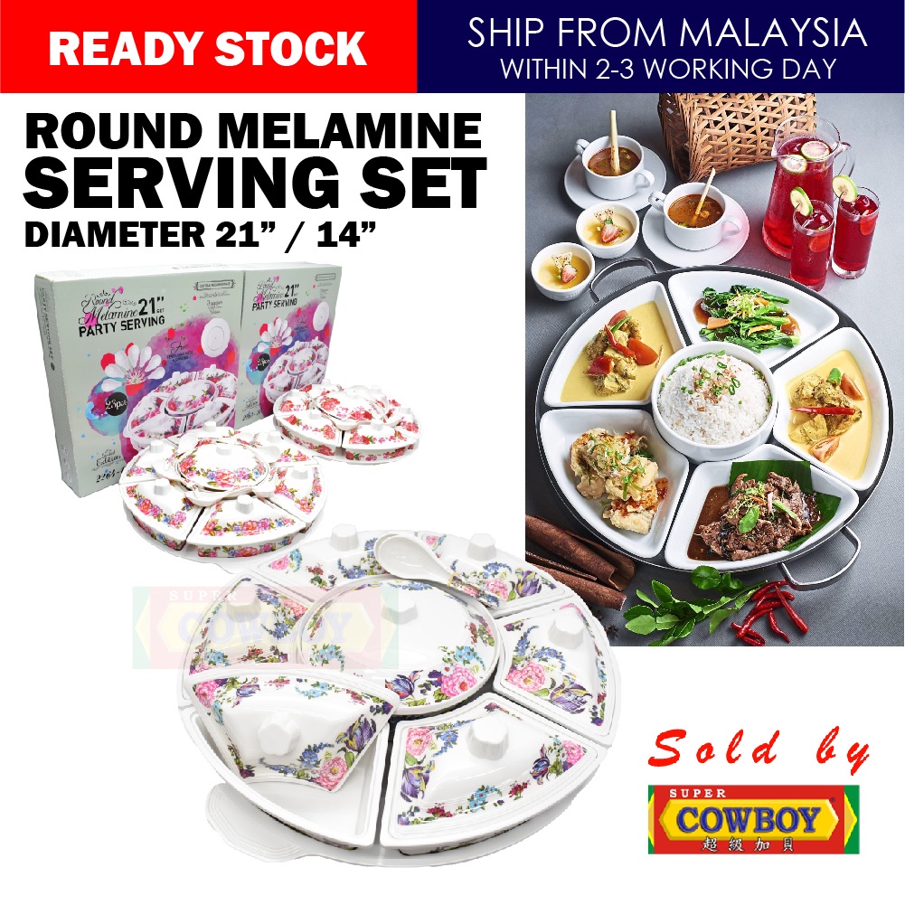 Rotating Dome Set Melamine 14in 21in Set Round Buffet Bekas Bulat ...