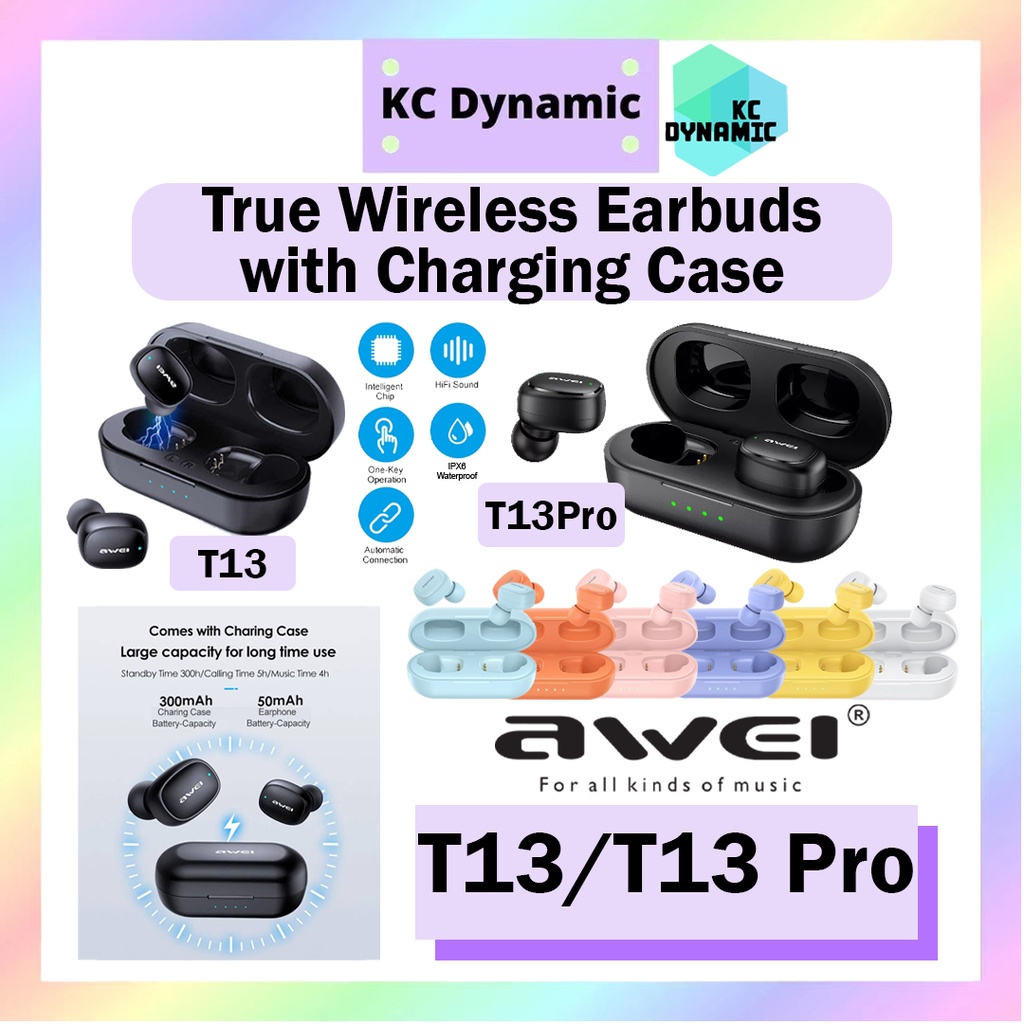 Awei Colourful TWS Touch Sensor Noise Cancelling Mic Earphones With Mic ...