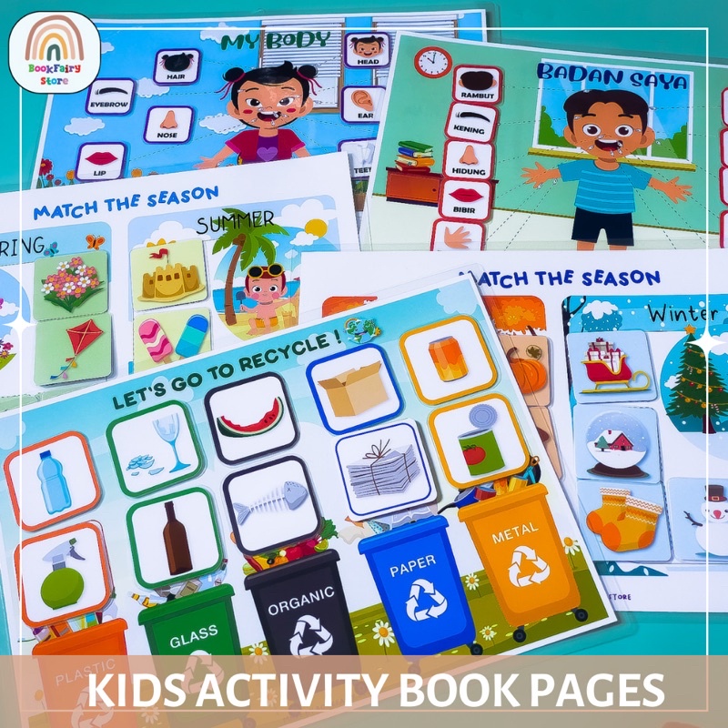 Season | My Body | Badan Saya | Recycle | Busy Book Fun Pages Kids ...