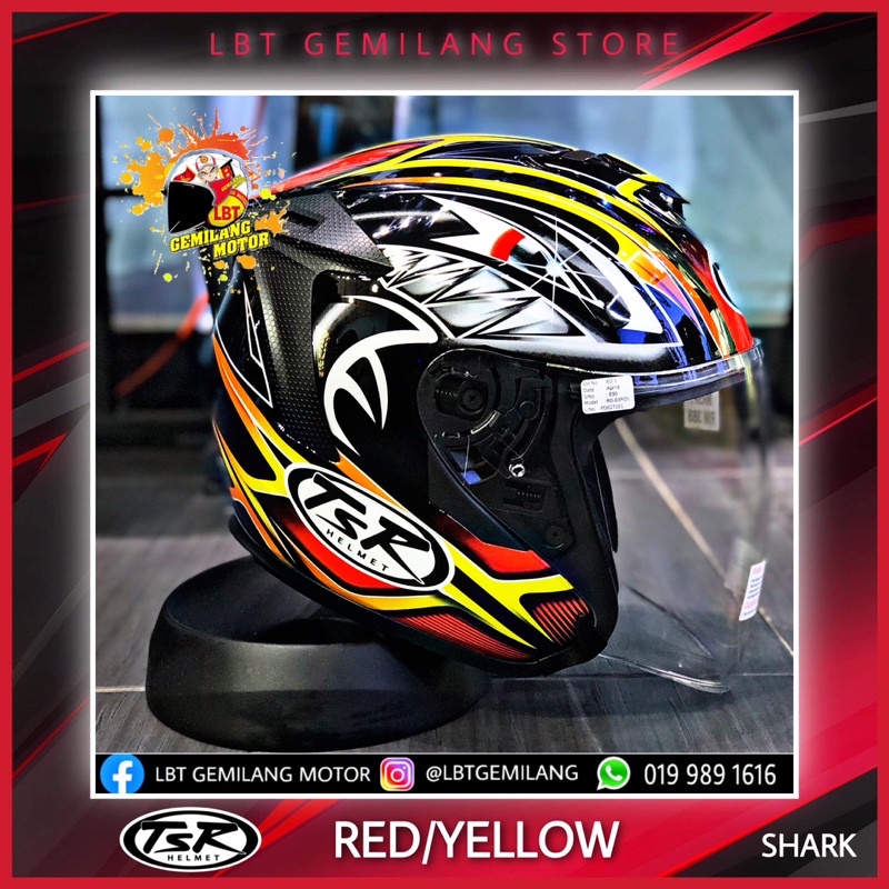 TSR Helmets SHARK [YELLOW/RED] | Shopee Malaysia