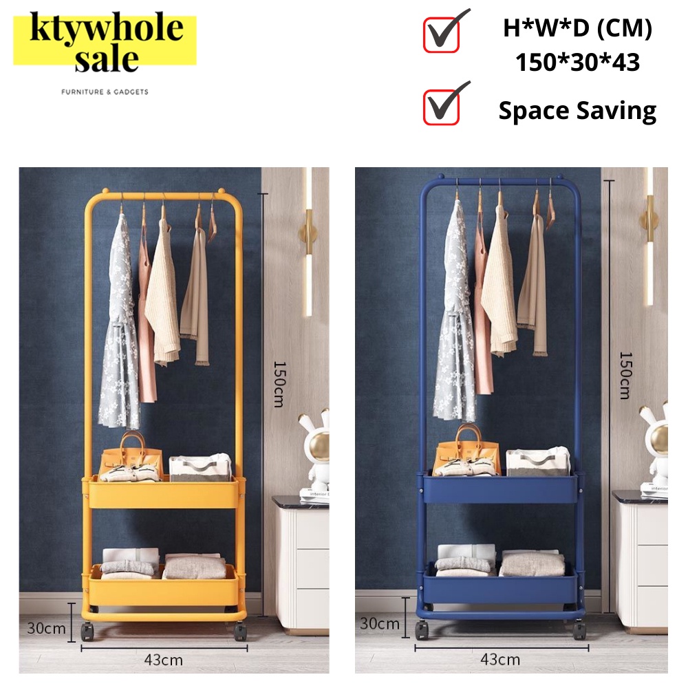 KTY Rak Baju Besi Roda Clothes Rack Rak Baju Ampaian Baju Cloth ...