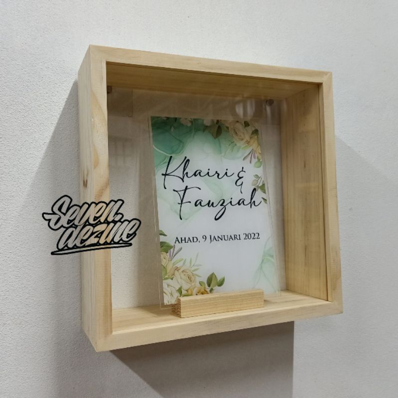 Kotak Kayu Pine + Clear Acrylic | Frame Dinding | Wall Display | Wooden ...