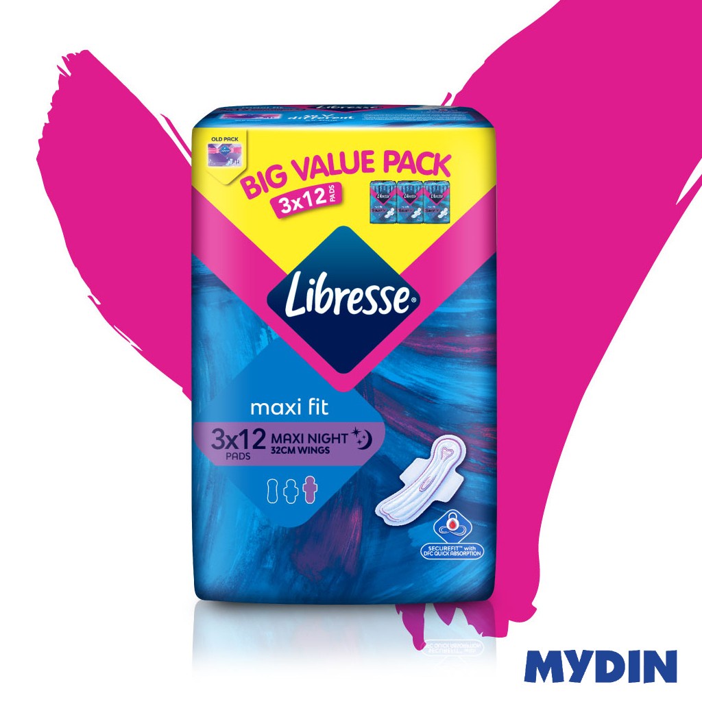 Libresse Maxi Night Wings 3 x 12 Pads | Shopee Malaysia