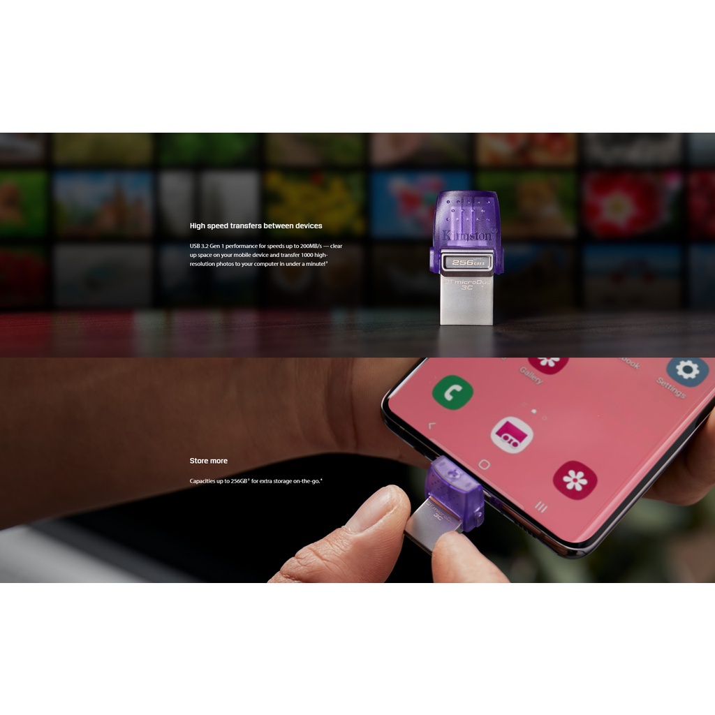 Kingston (64GB / 128GB) DataTraveler microDuo 3C DTDUO3CG3 USB Flash Drive (USB Type-C & Type-A ...