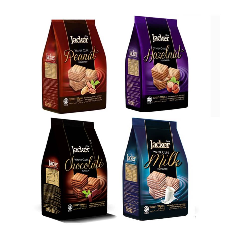 Jacker Wafer Cube (Hazelnut/Chocolate/Peanut/Milk) 100gm | Shopee Malaysia