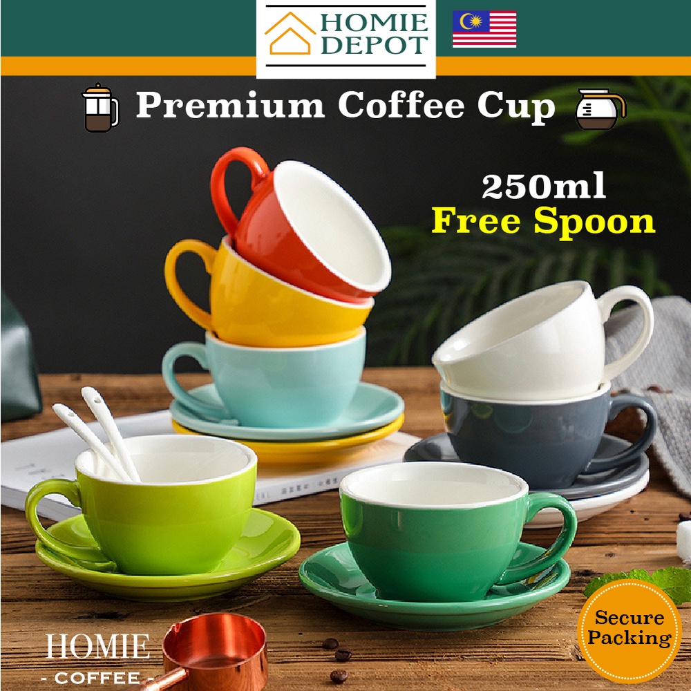 Premium Classic Colourful Cappucino Ceramic Coffee Cup with Saucer ...