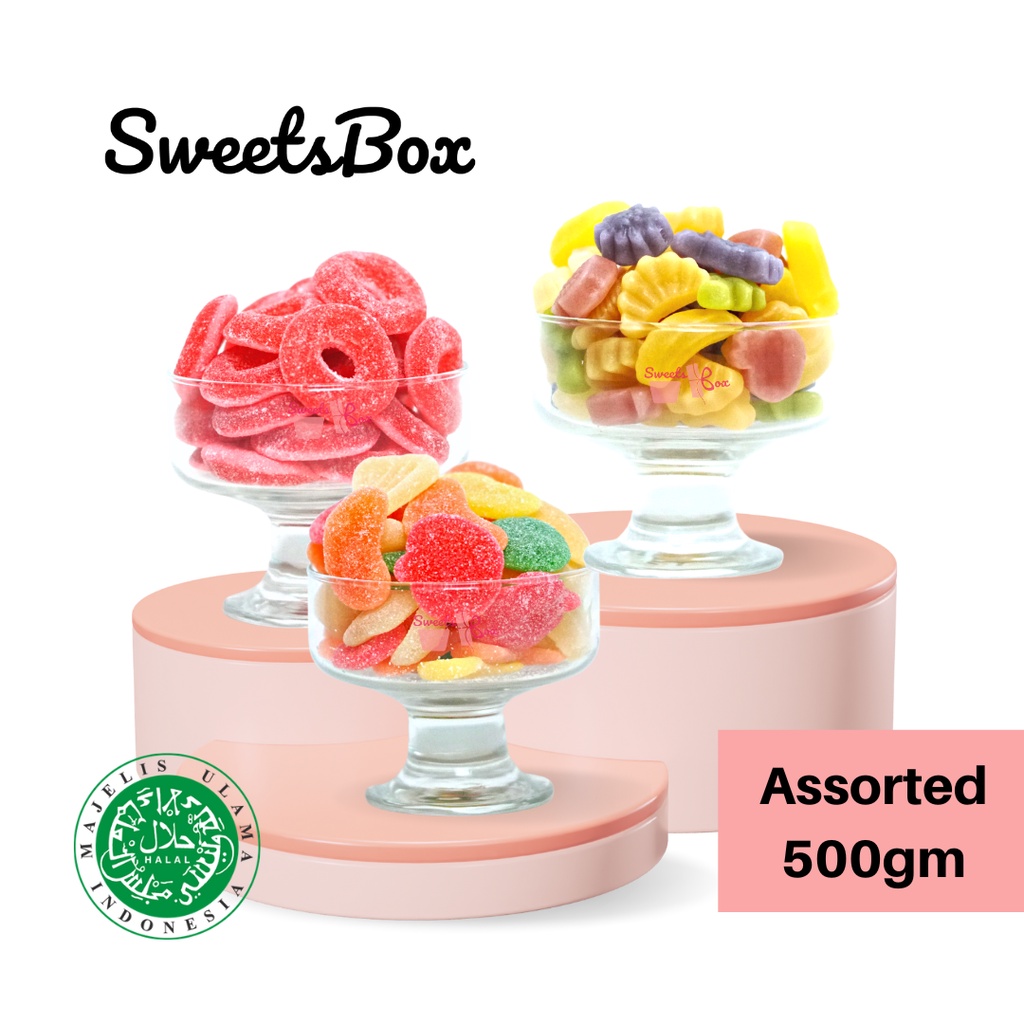 Sweetsbox | Haribo Assorted Halal Gummy Candy - 500g Repacked - Tidbits ...